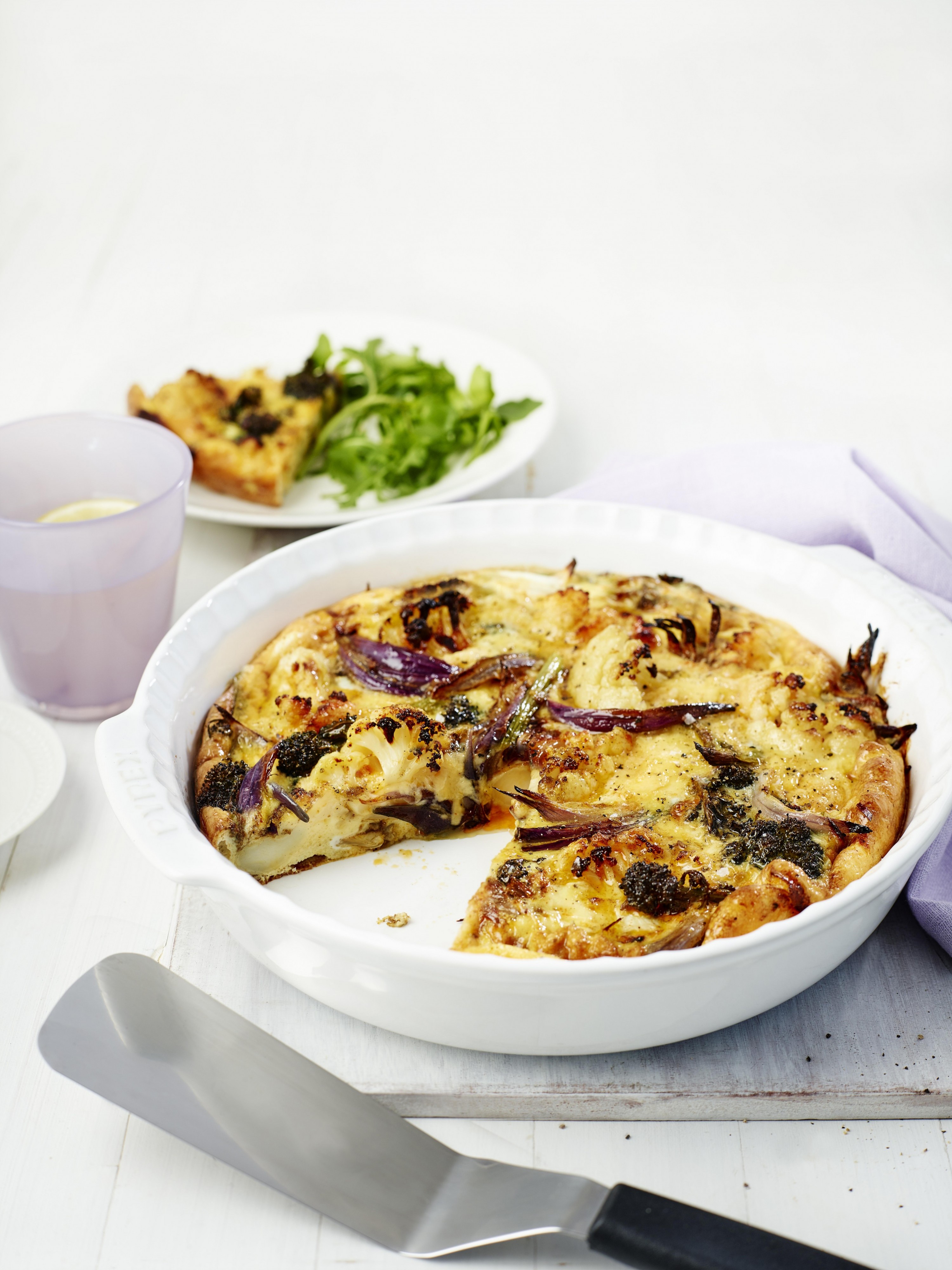 Roast Cauliflower & Purple Sprouting Broccoli Frittata Vegetarian Recipe