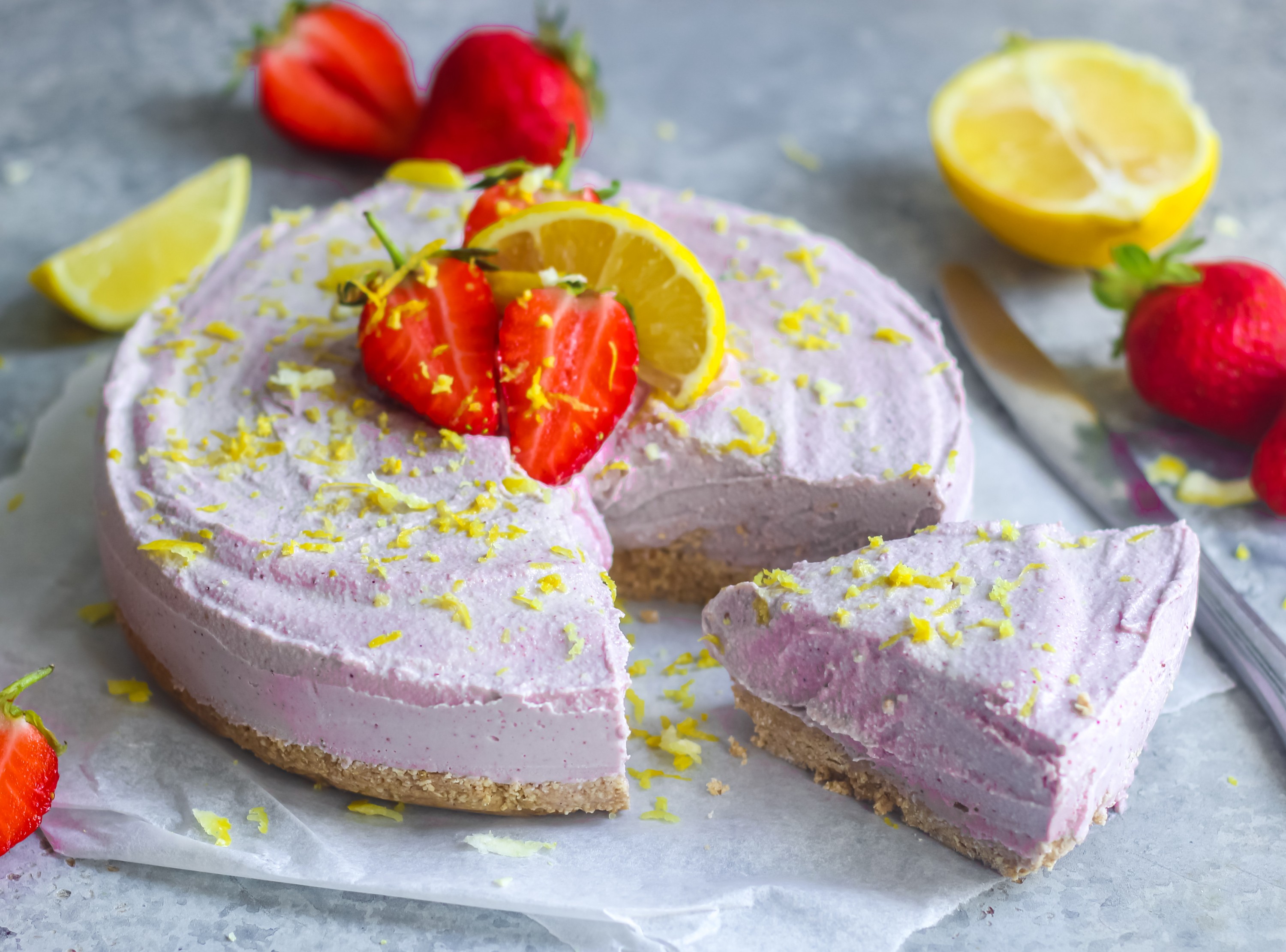 Strawberry and Lemon Cheesecake Vegetarian Recipe