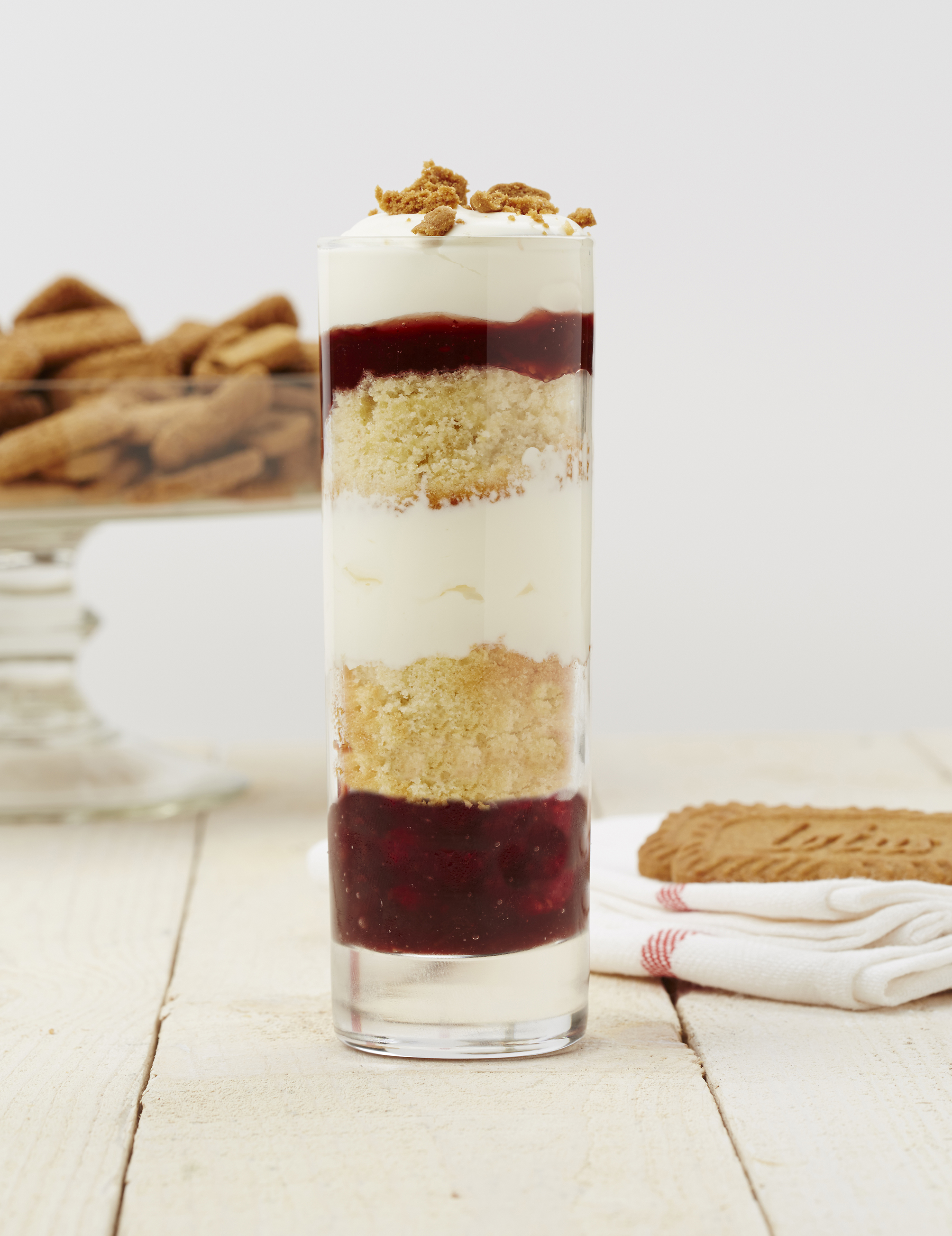 Trifle with Lotus Biscoff Mousse and Red Fruits Vegetarian Recipe